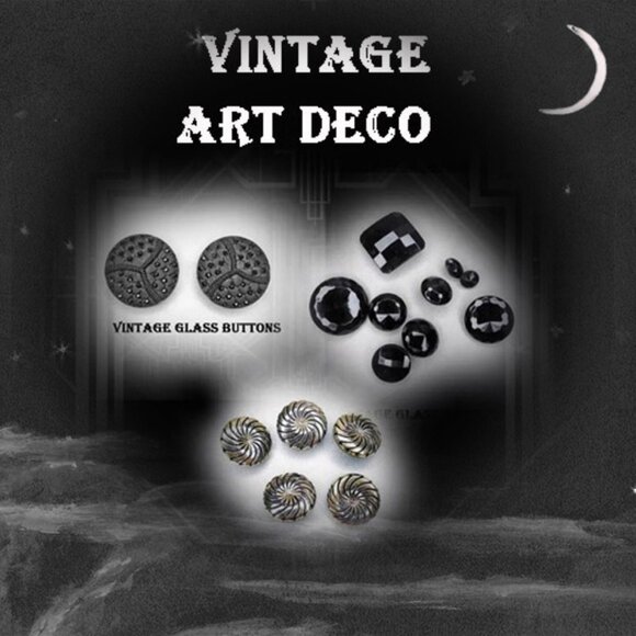 Vintage | Other | Vintage Black Glass Buttons 2s 30s 40s 3 Sets Art ...